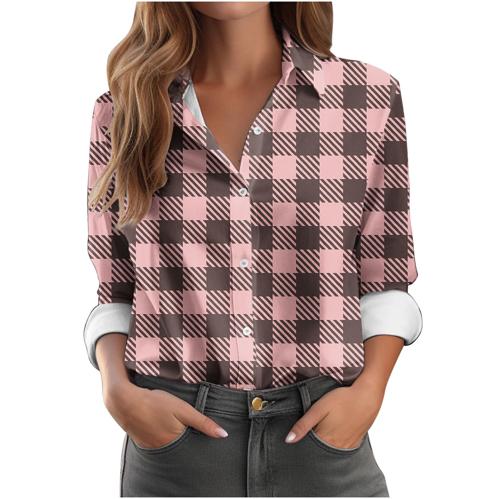 Busydd Womens Tops Long Sleeve Button Down Shirts for Women Trendy ...