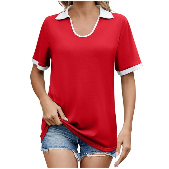 Busydd Womens Tops Trendy Casual Color Blocking Spring Summer Tops ...