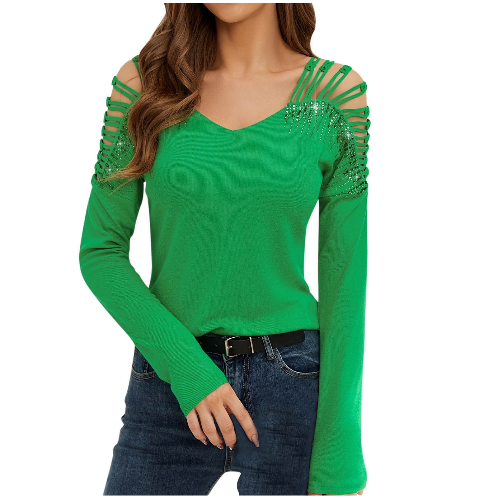 Busydd Womens Tops Trendy Solid Color Long Sleeve Shirts for Women ...
