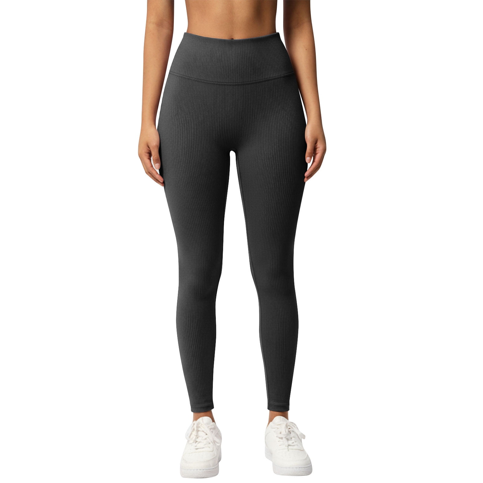 Busydd Workout Leggings for Women Fashion Ribbed Solid Color Yoga Pants ...