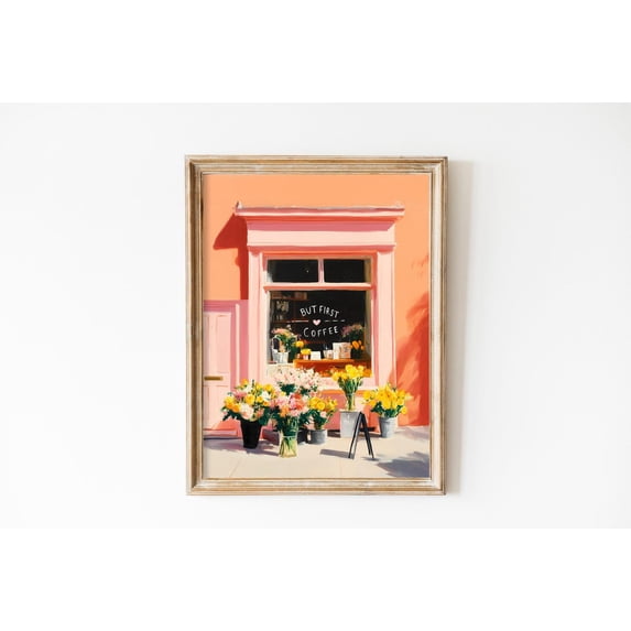 But First Coffee Flower Shop Corner Home Wall Decor, Unframed Paper ...