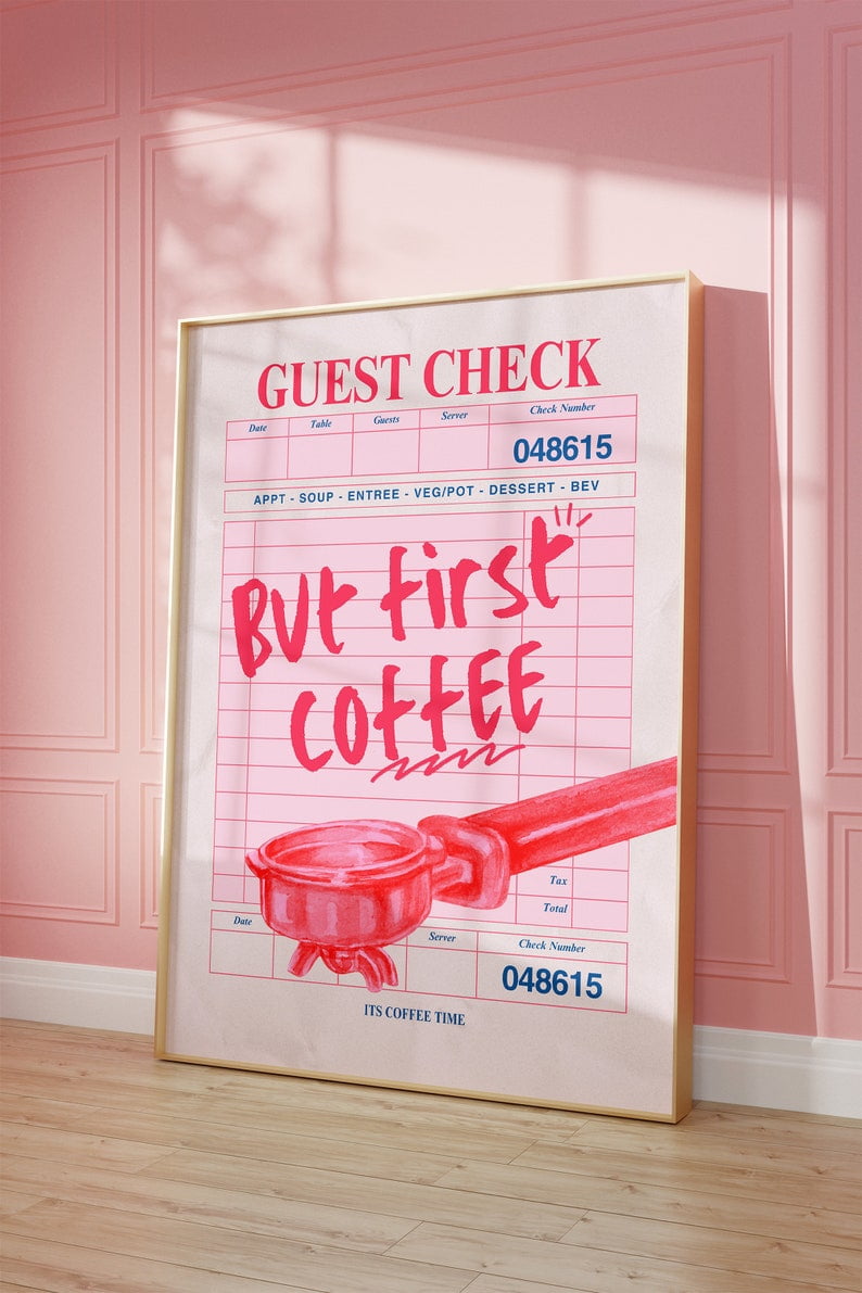 But First Coffee Poster: Retro Cafe Kitchen Wall Art Pdf & Jpg ...