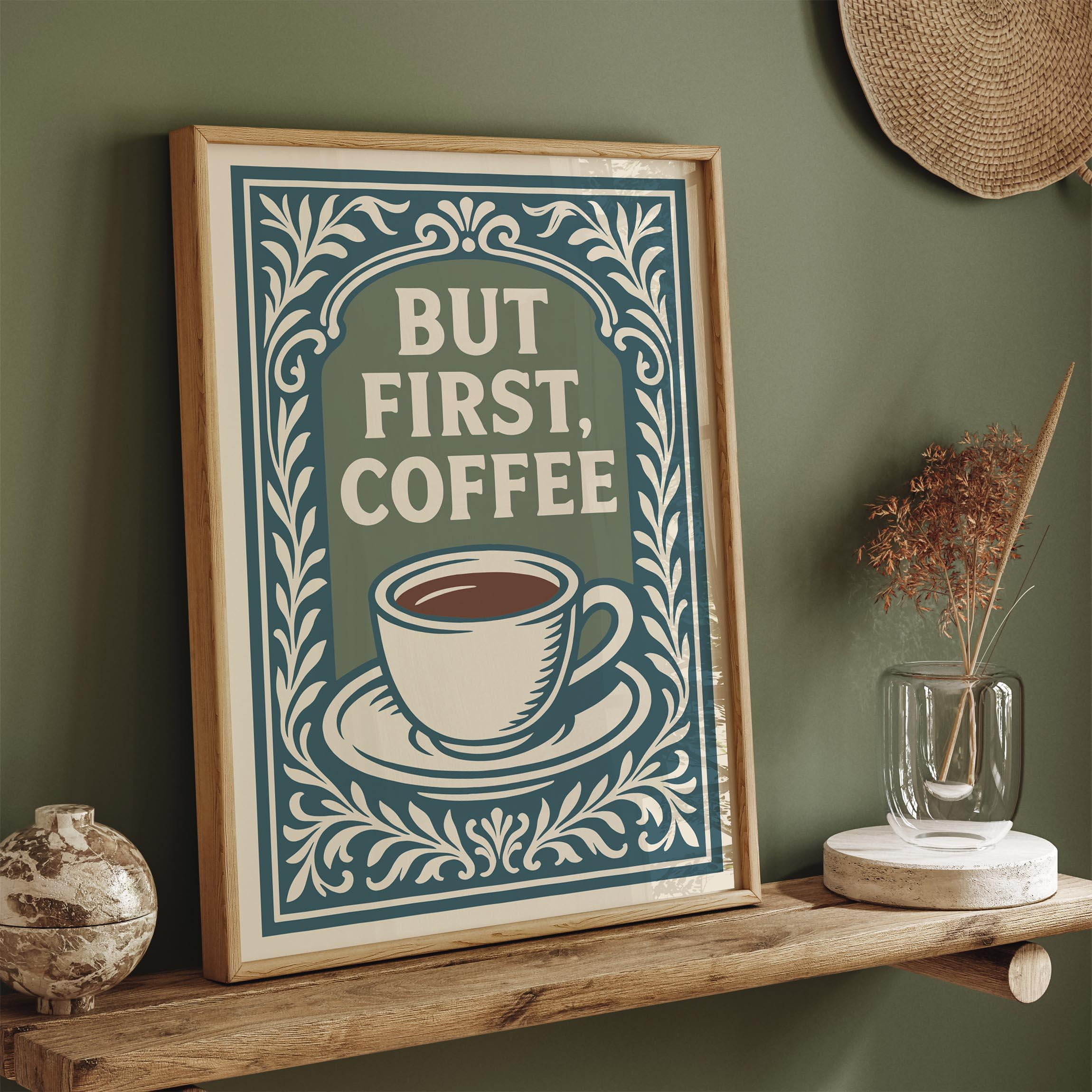 But First Coffee Poster, Vintage Coffee Wall Art, Kitchen Decor Print ...