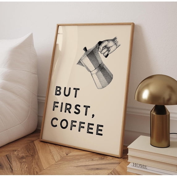 But First Coffee Print, Moka Pot Illustration, Unframed Paper Poster ...