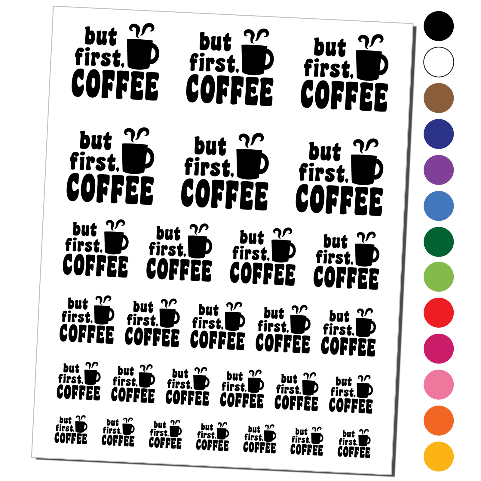 But First Coffee Steaming Mug Water Resistant Temporary Tattoo Set Fake ...