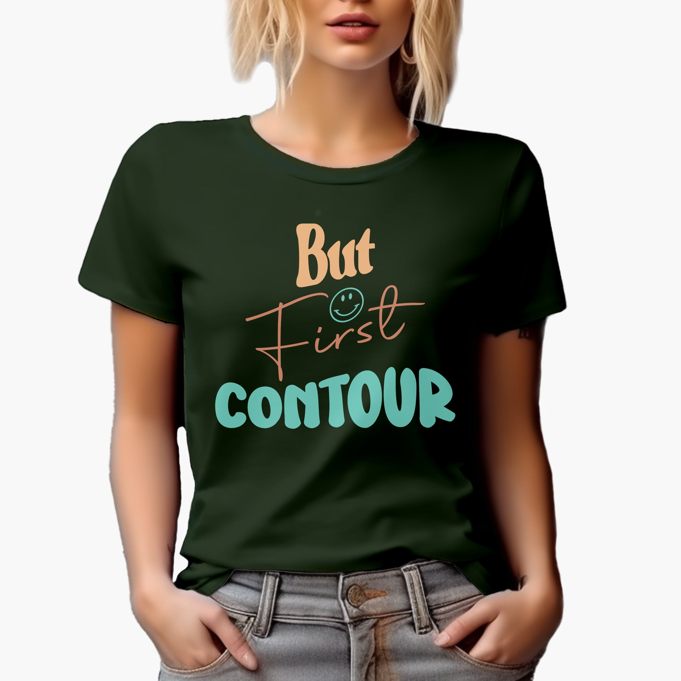 But First Contour Text with Pastel Colors, Beauty Themed Merch Gift for ...