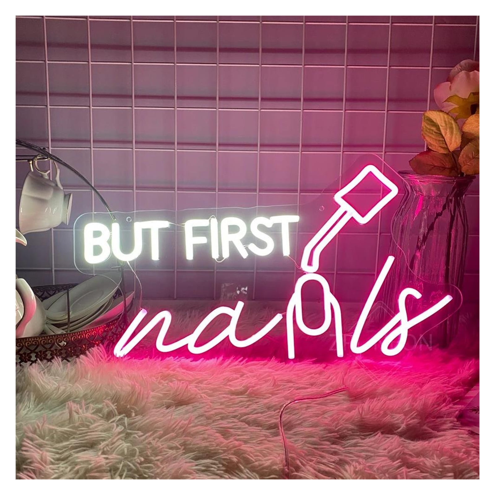 "But First Nails"Neon Signs Led Lights Beauty Room Decor Wall Art Nails ...
