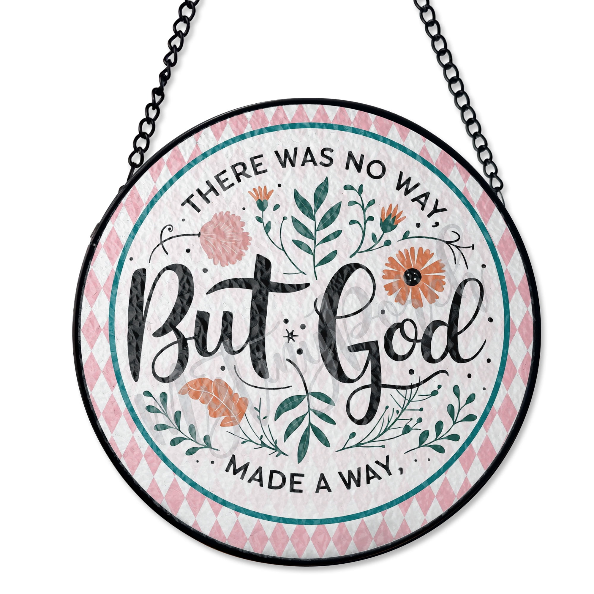 But God Christian Floral Stained Glass Suncatcher UV Printed Glass ...