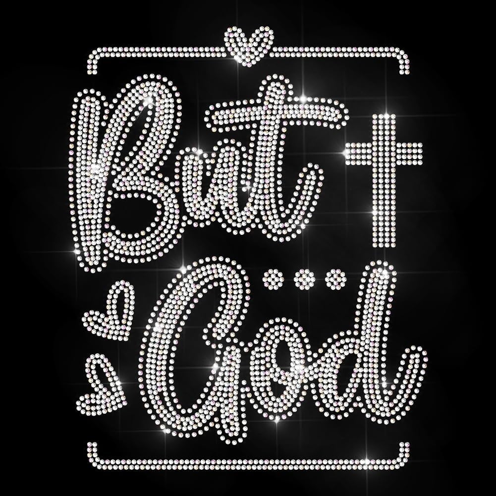 But God Iron on Rhinestone Decal of Love Hotfix Transfer Sticker Heat ...