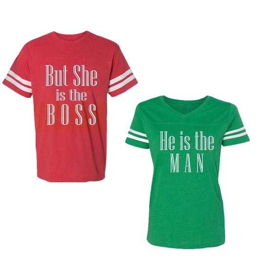 But She is The Boss He is The Man Unisex Couple Matching Cotton Jersey ...
