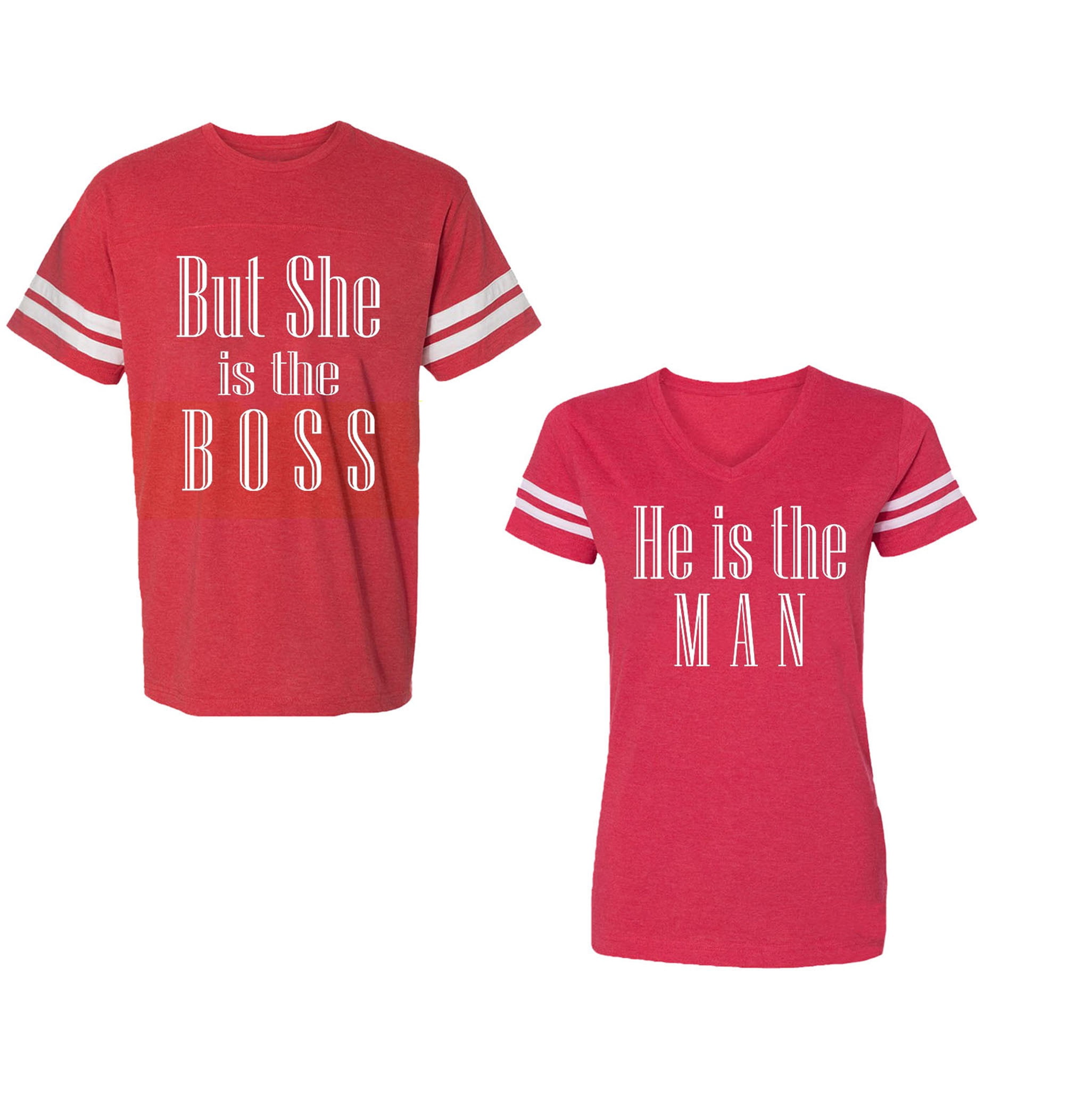 But She is The Boss He is The Man Unisex Couple Matching Cotton Jersey ...