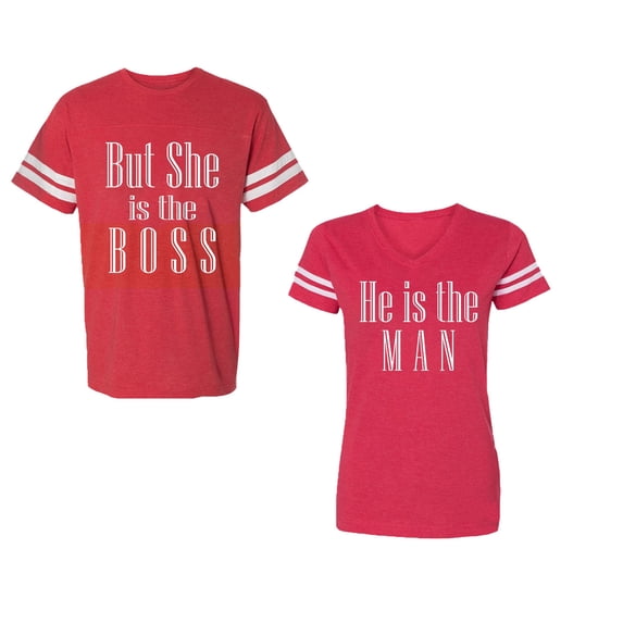 But She is The Boss He is The Man Unisex Couple Matching Cotton Jersey ...