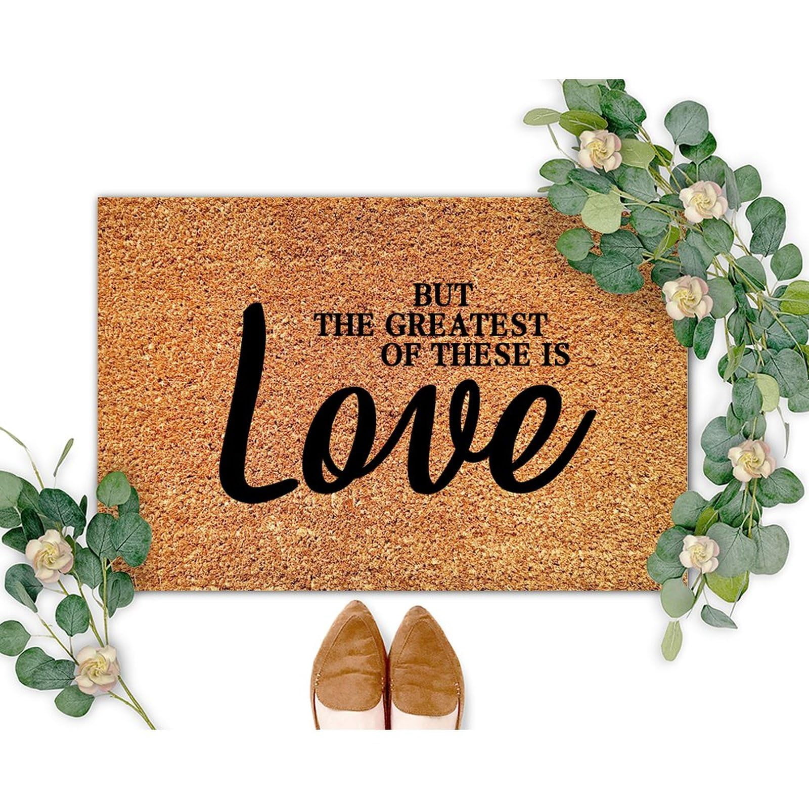 But The Greatest of These is Love Coir Door Mat Doormat Rustic Saying ...