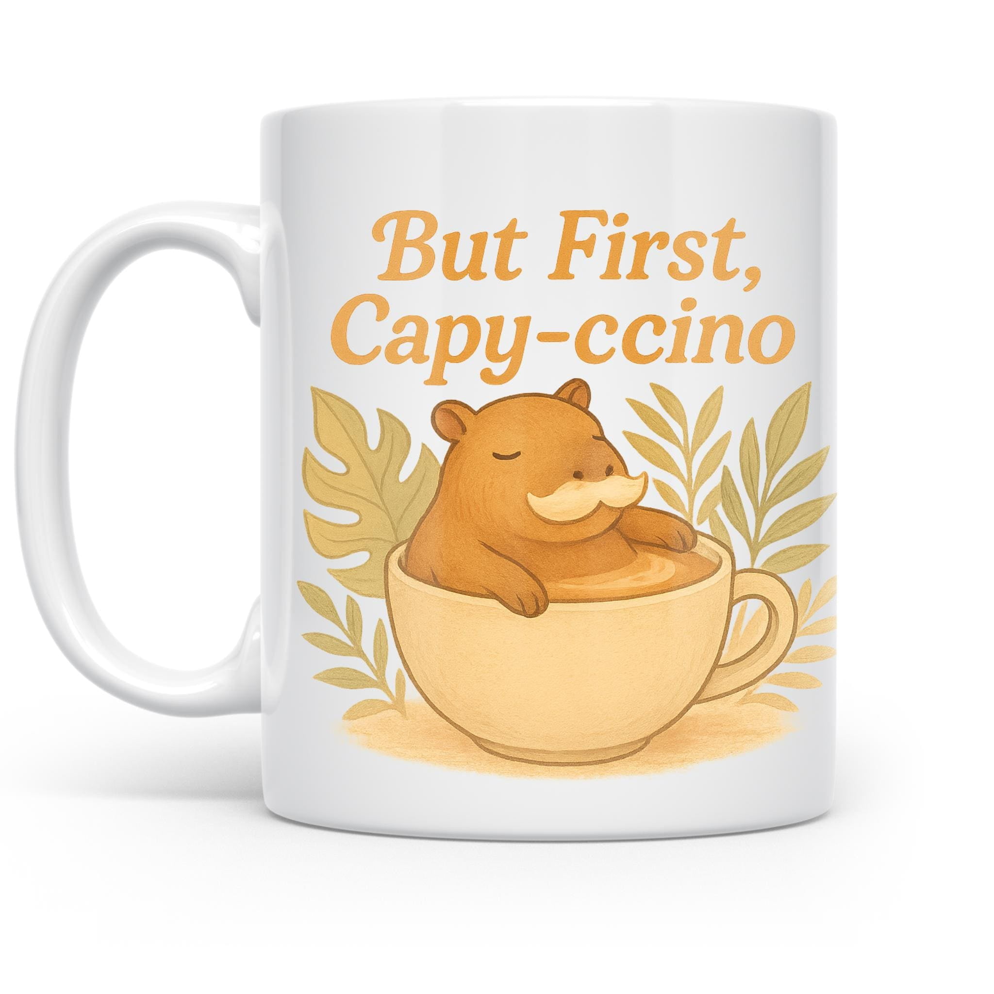 Capybara 11 oz Coffee Mug - Tropical Capybara Design White Ceramic Gift ...