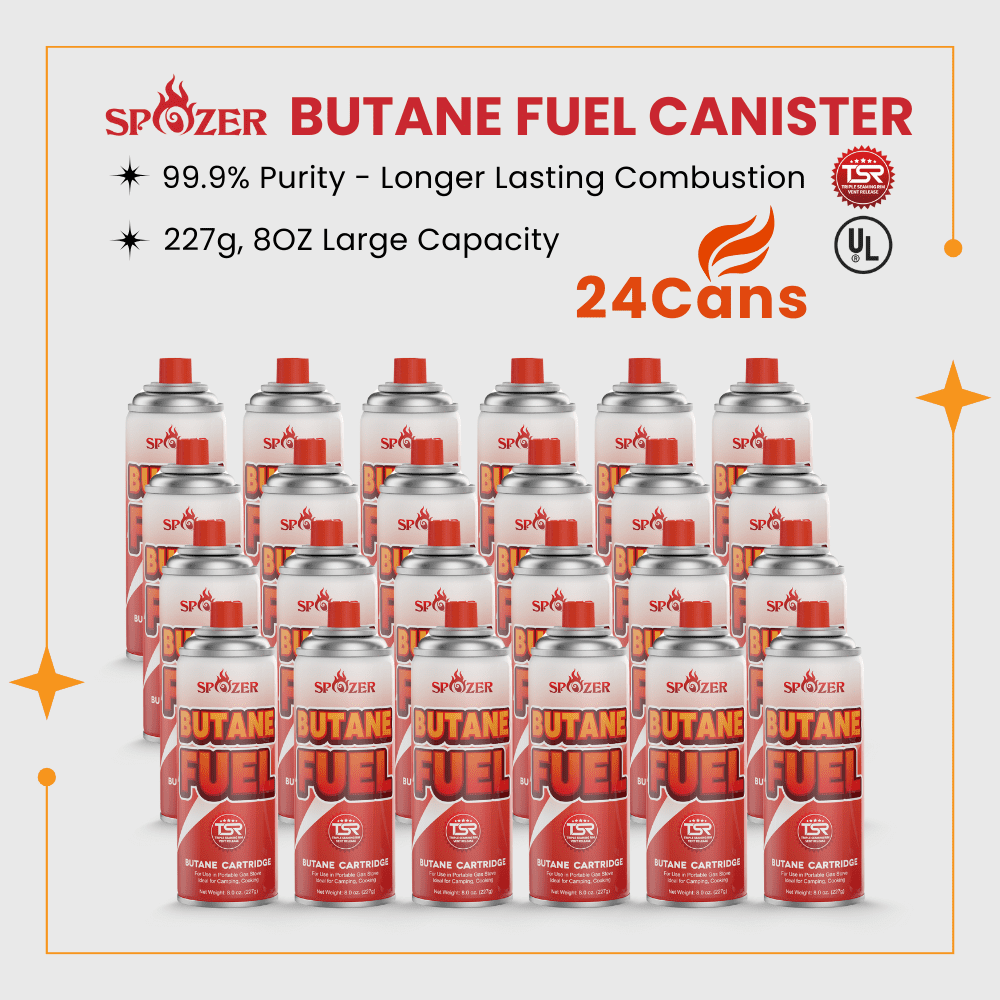 Butane Fuel Spozer Canisters 24Cans for Portable Camping Stoves Outdoor ...