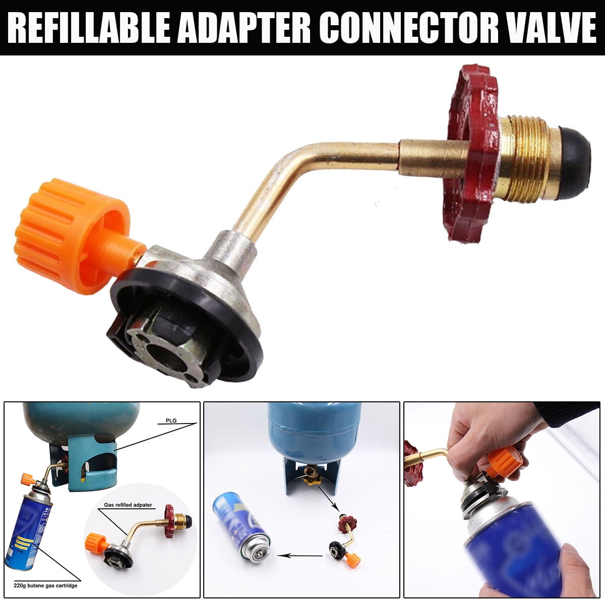 Butane Gas Refill Adapter Cylinder Tank Coupler Valve For Outdoor ...