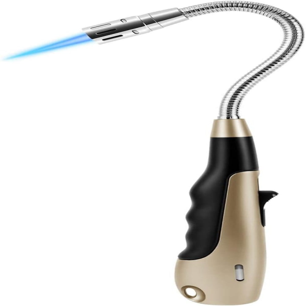 Butane Lighter Torch Long Jet Flame Windproof Lighter with Visual Fuel ...