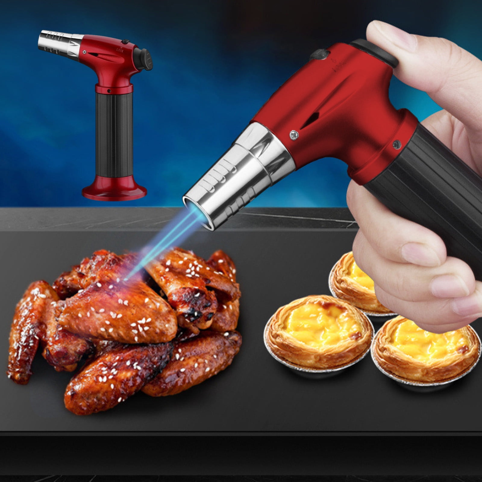 Butane Refillable Torch Lighter, High-Temperature Blue Flame Kitchen ...