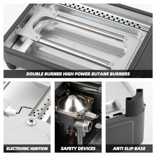 Butane Stove with Griddle Top and Carrying Case, Portable Outdoor ...