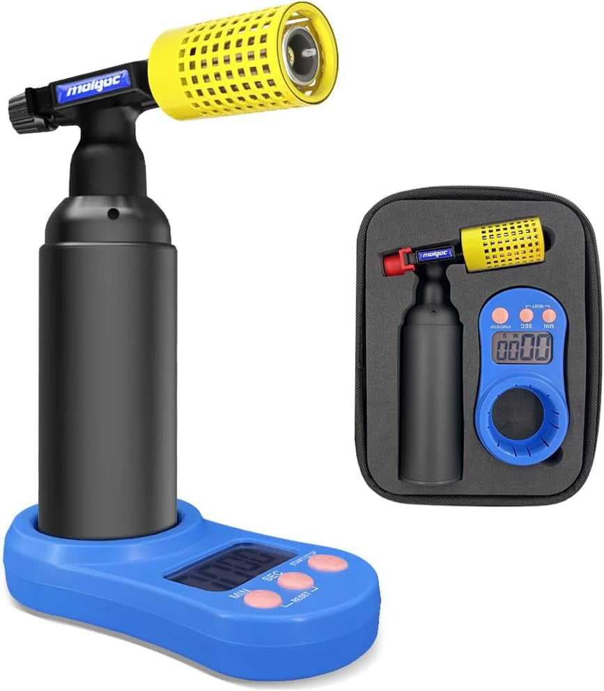 Butane Torch with Built-in Heat Shield and Timer, Refillable Kitchen ...