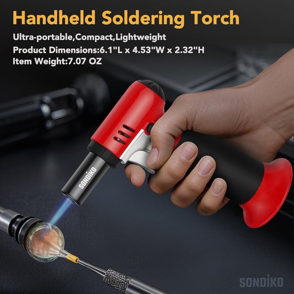 Butane Torch with Fuel Gauge S907, Refillable Soldering Torch Lighter ...