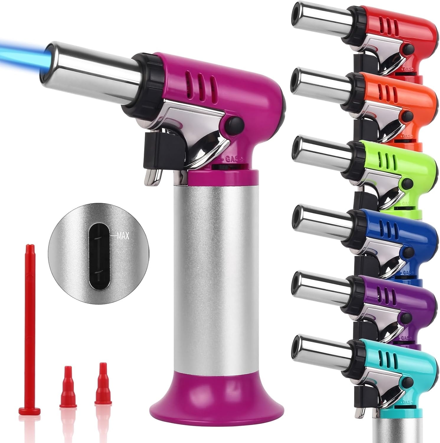 Butane Torch with Fuel Gauge T907, One-hand Operation Kitchen Torch ...