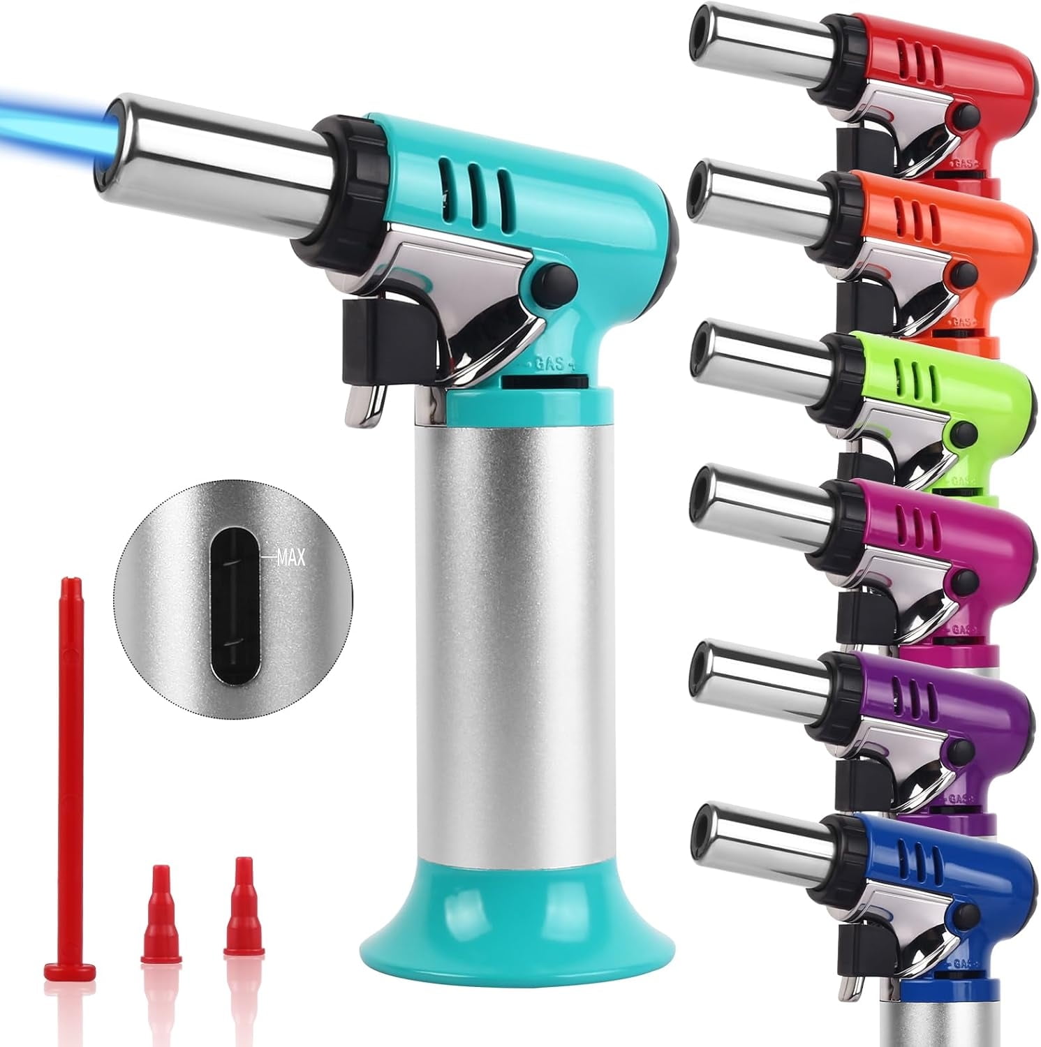 Butane Torch with Fuel Gauge T907, One-hand Operation Kitchen Torch ...