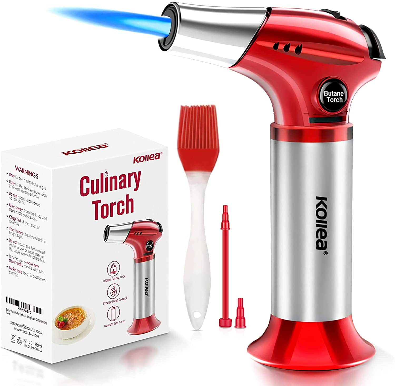 butane torch, kollea kitchen blow torch refillable cooking torch ...