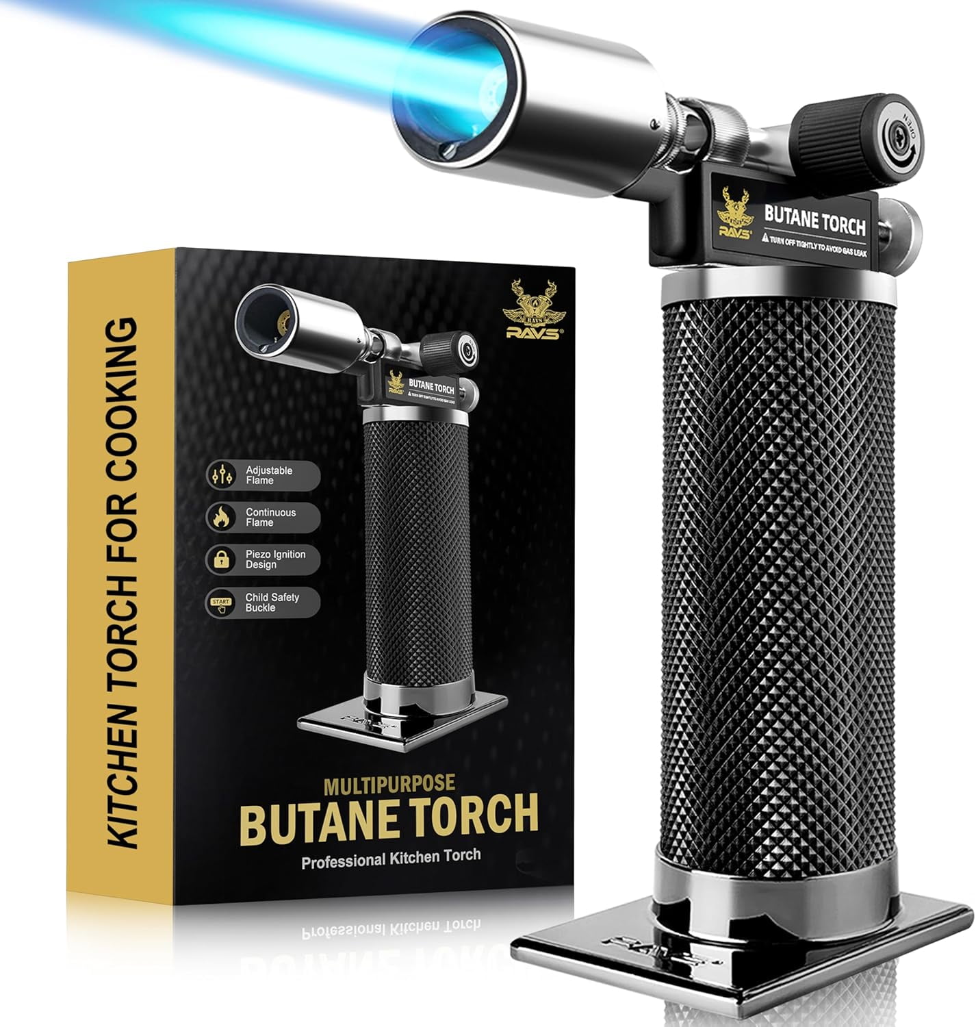 Butane Torch Lighter, Pmium Metal Kitchen Torch with Adjustable Flame ...