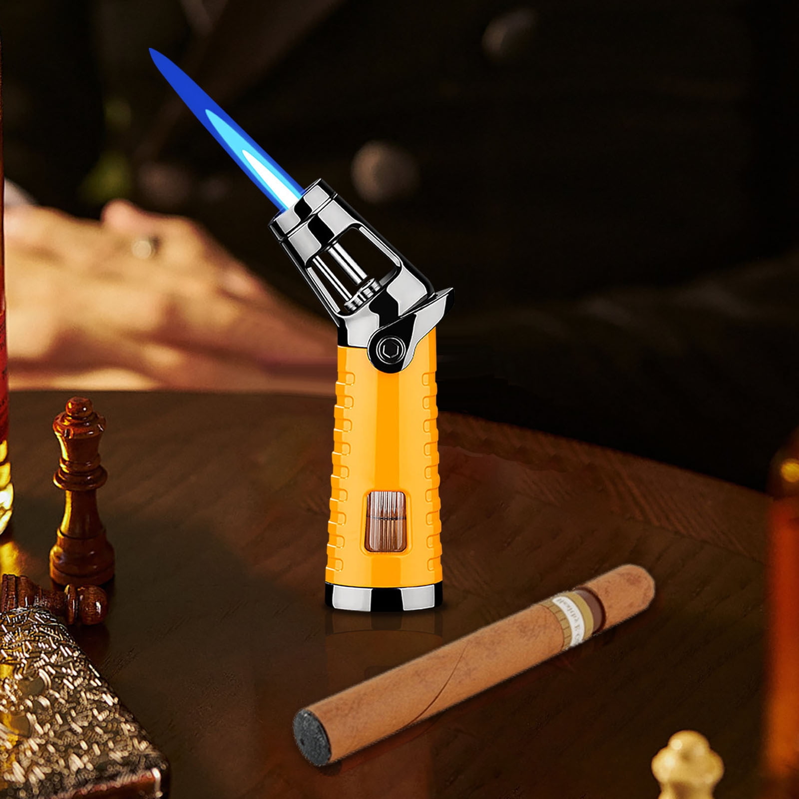 Butane Torch Lighter | Refillable Blue Flame Windproof Metal Design ...