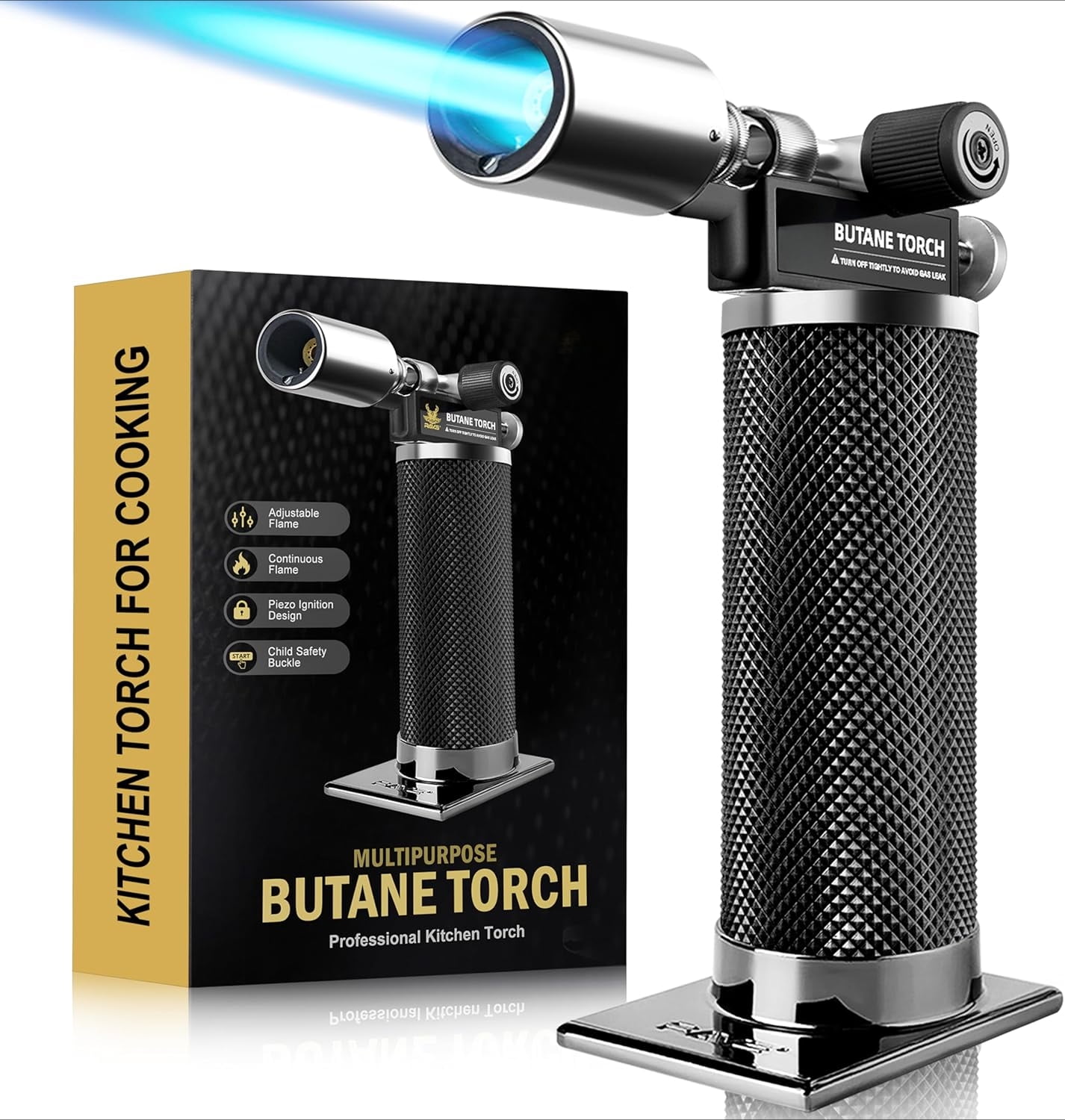 Butane Torch Lighter, Refillable Butane Kitchen Torch with Safety Lock ...