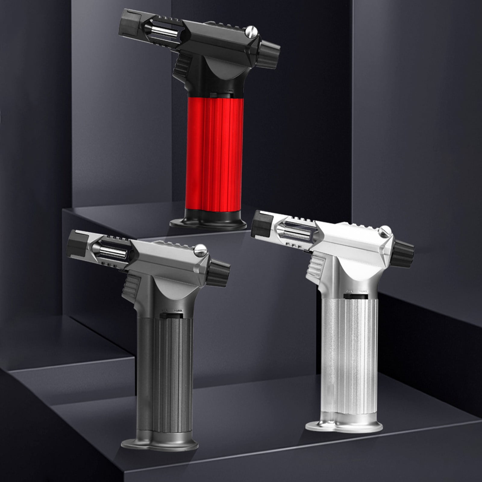 Butane Torch Lighter, Refillable Camping Lighter, Safe Lock Flame ...