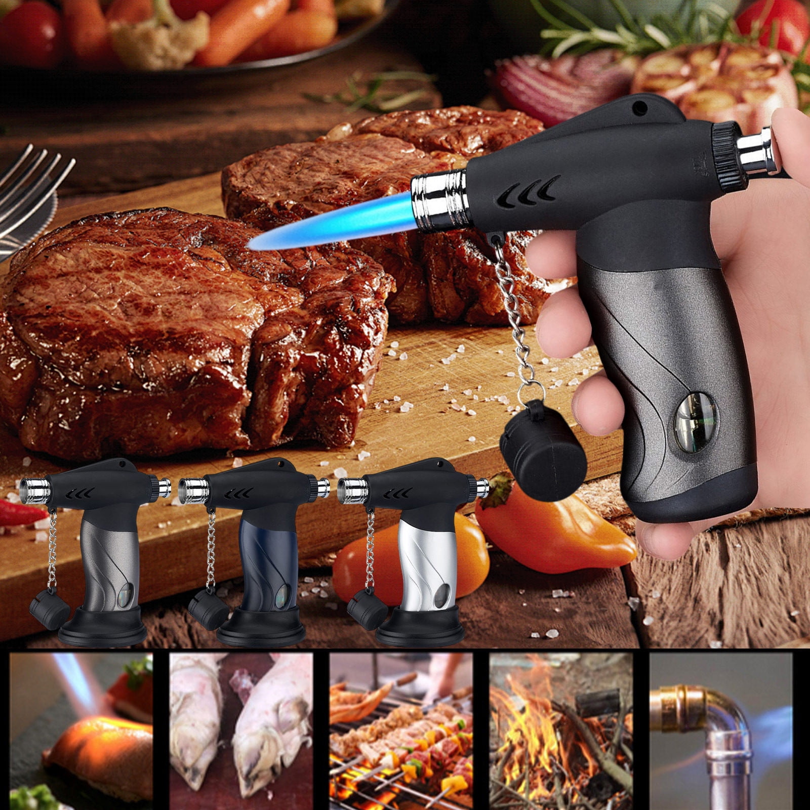 Butane Torch Lighter, Technical Cooking Refillable, Safe Lock Flame ...