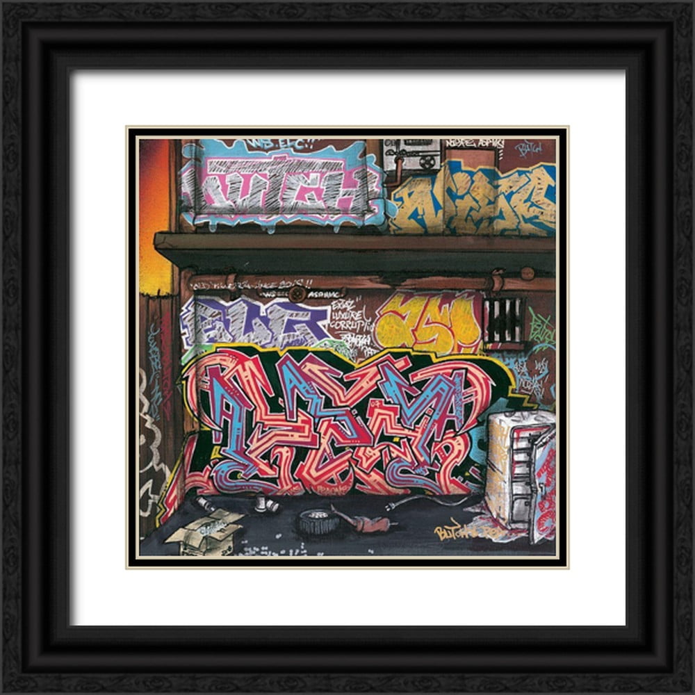 Butch and Pea 15x15 Black Ornate Wood Framed with Double Matting Museum ...