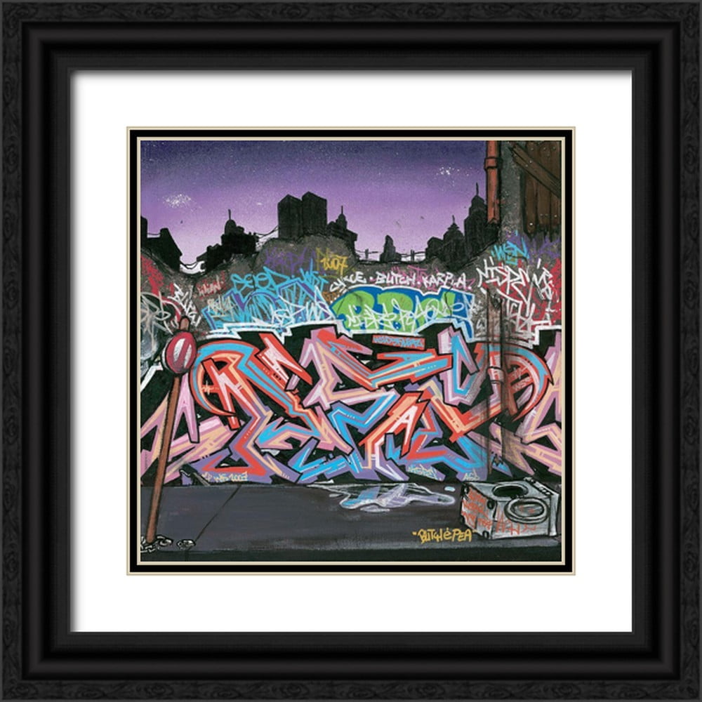 Butch and Pea 26x26 Black Ornate Wood Framed with Double Matting Museum ...