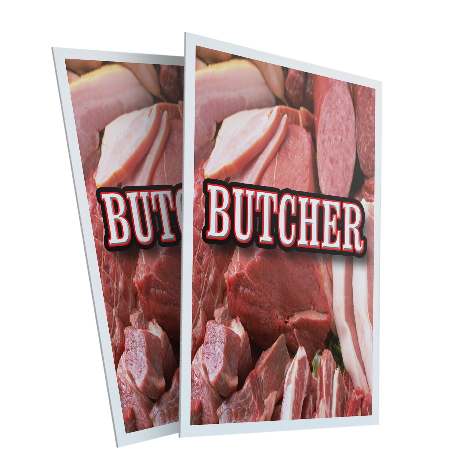 Butcher (2-PACK) 24" x 36" Plastic Signs | Sign Insert 4mm Corrugated ...