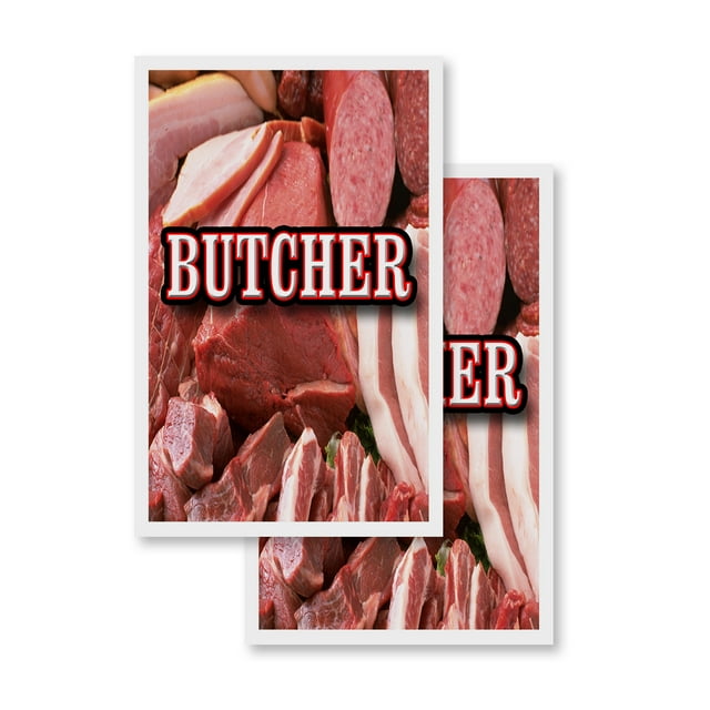 Butcher (2-PACK) 24" x 36" Vinyl Decals | Sign Insert Peel & Stick ...