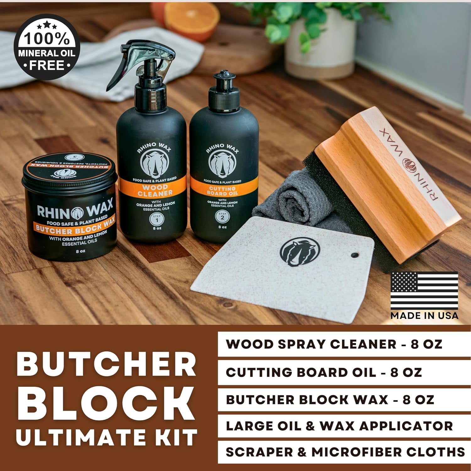 Butcher Block Ultimate Care Kit - Includes Cutting Board Oil, Wax, Wood ...