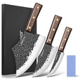 Butcher Knife Set 3PCS – Meat Cleaver, Boning Knife, Knife–Hand Forged ...