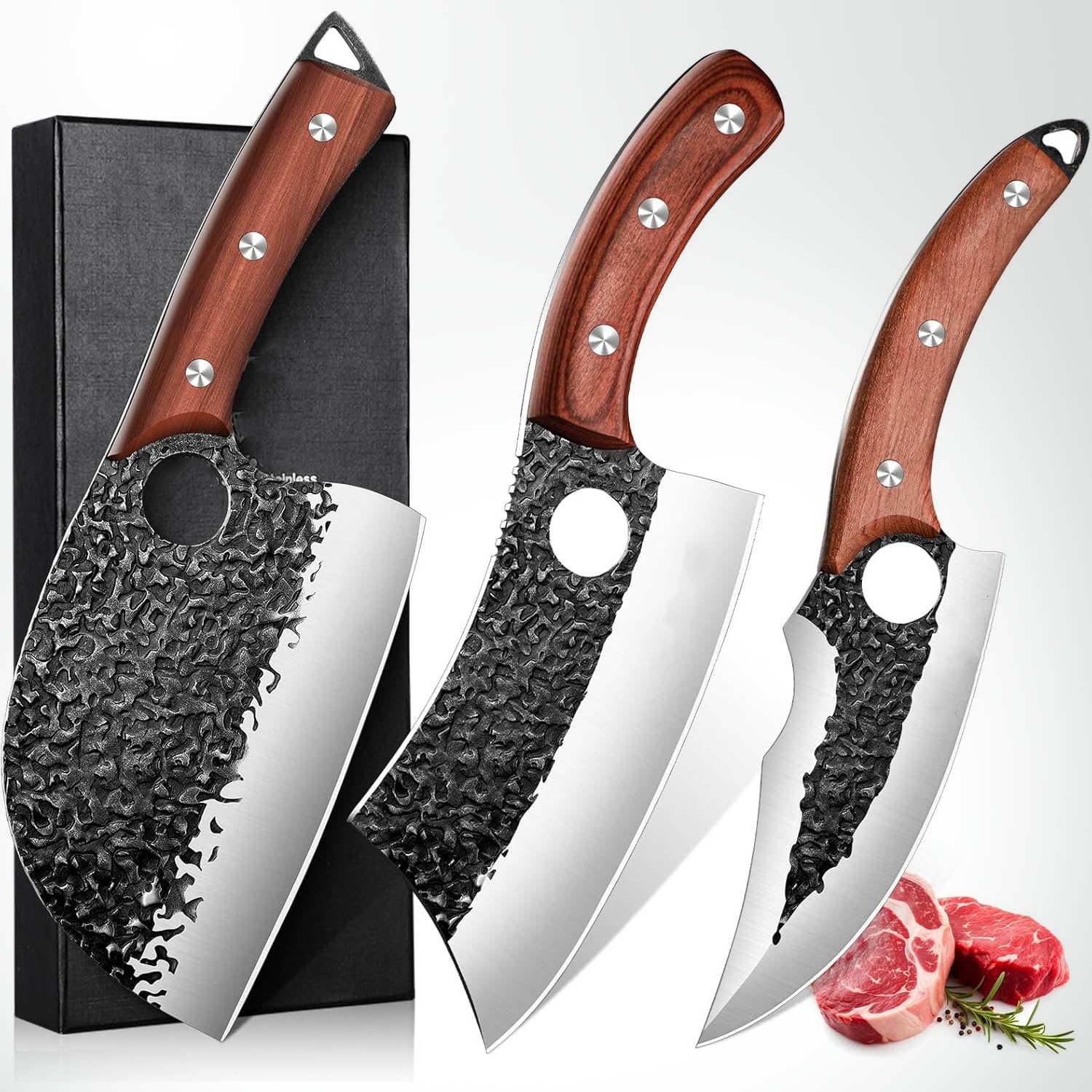 Butcher Knife Set Hand Forged Serbian Chef Knife Viking Boning Knife ...