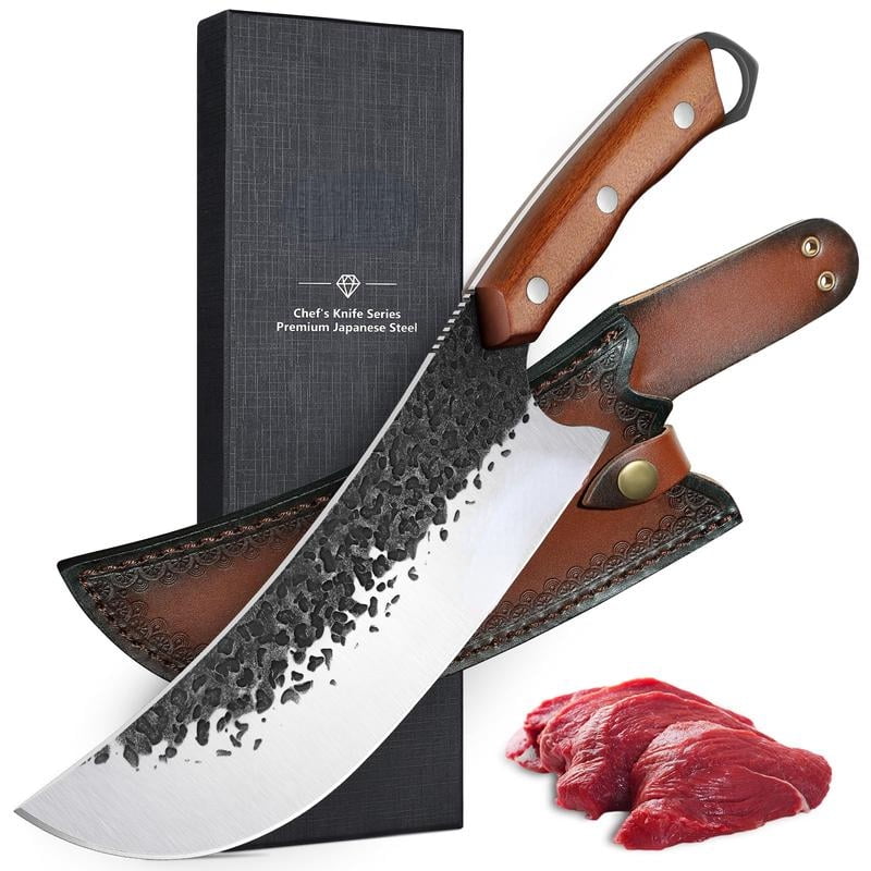 Butcher Knives – Heavy Duty Meat Cleaver with Sheath, Hand Forged Full ...