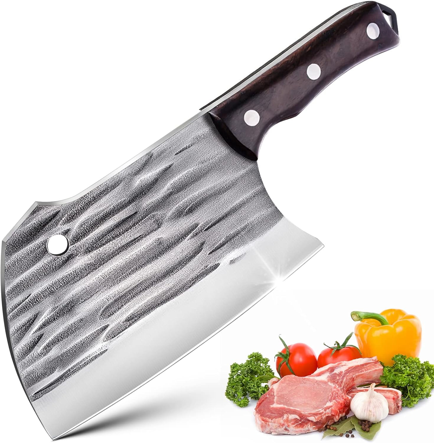 Butcher Knives for Meat Cutting, 6 Inch Hand Forged Meat Cleaver Knife ...