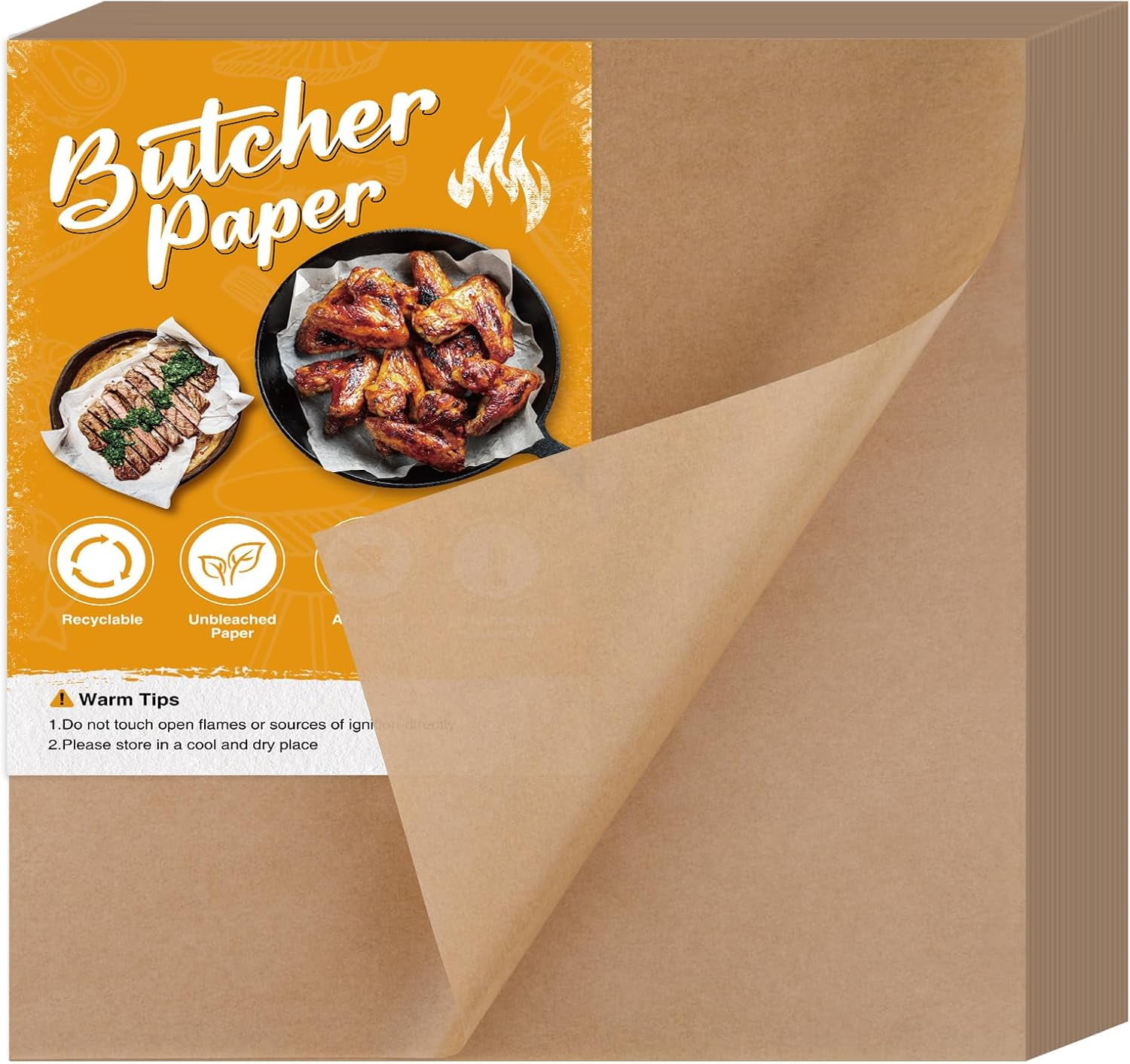 Butcher Paper - No Wax, Precut Square Wrapping Paper for Smoking Meats ...