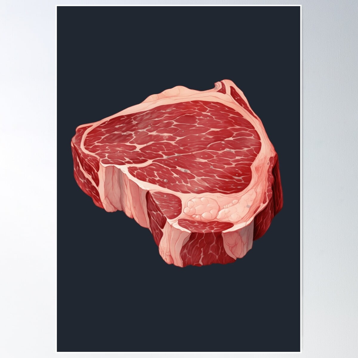 Butcher'S Prime Cut Raw Beef Steak Poster Wall Art, Modern Wall Decor ...