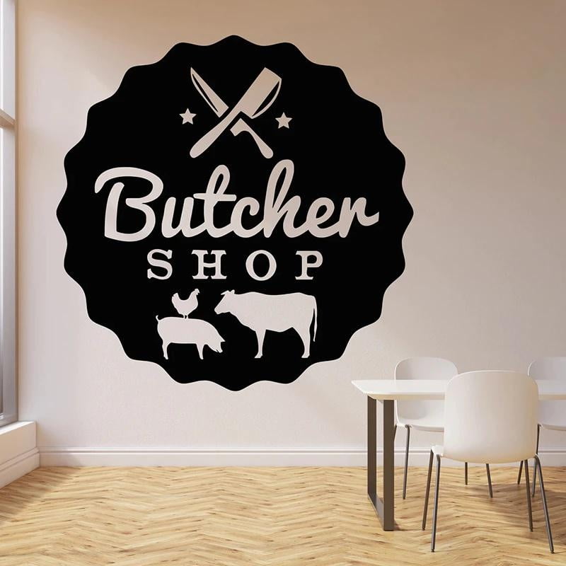 Butcher Shop Wall Decal Beef Meat Kitchen Cutting Board Interior Decor ...