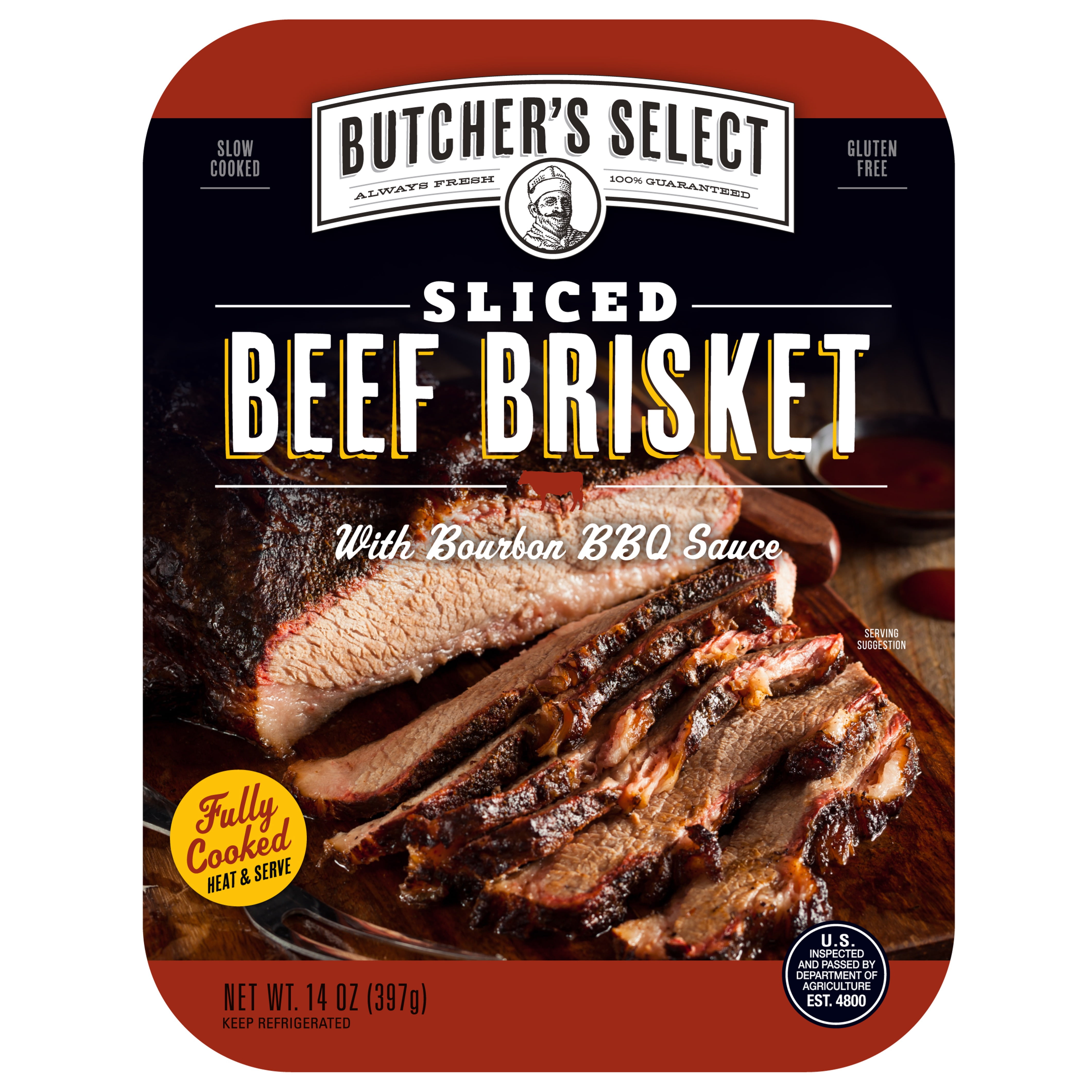 Butcher's Select 14 oz Sliced Brisket in Bourbon BBQ Sauce - Walmart.com