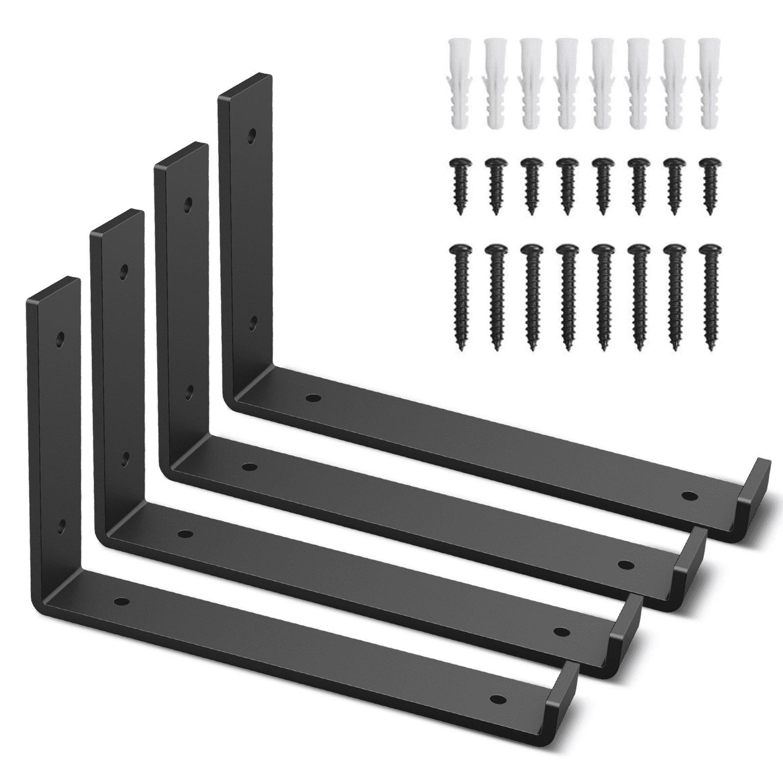 Butizone Metal Shelf Bracket 4 Pack, DIY Open Shelving, Black (7.25 ...