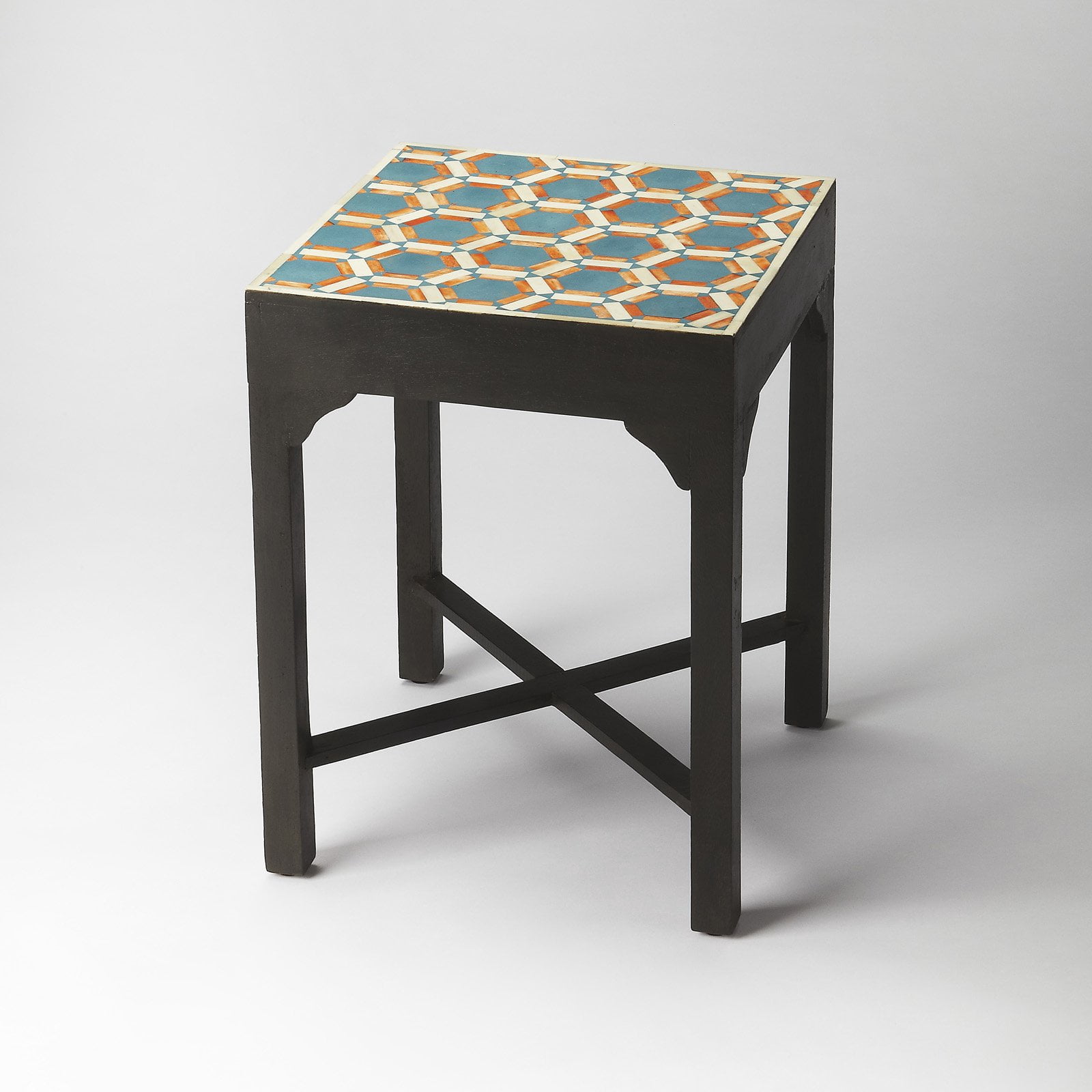 Butler Specialty Bishop Teal & Orange Bone Inlay Bunching Table ...