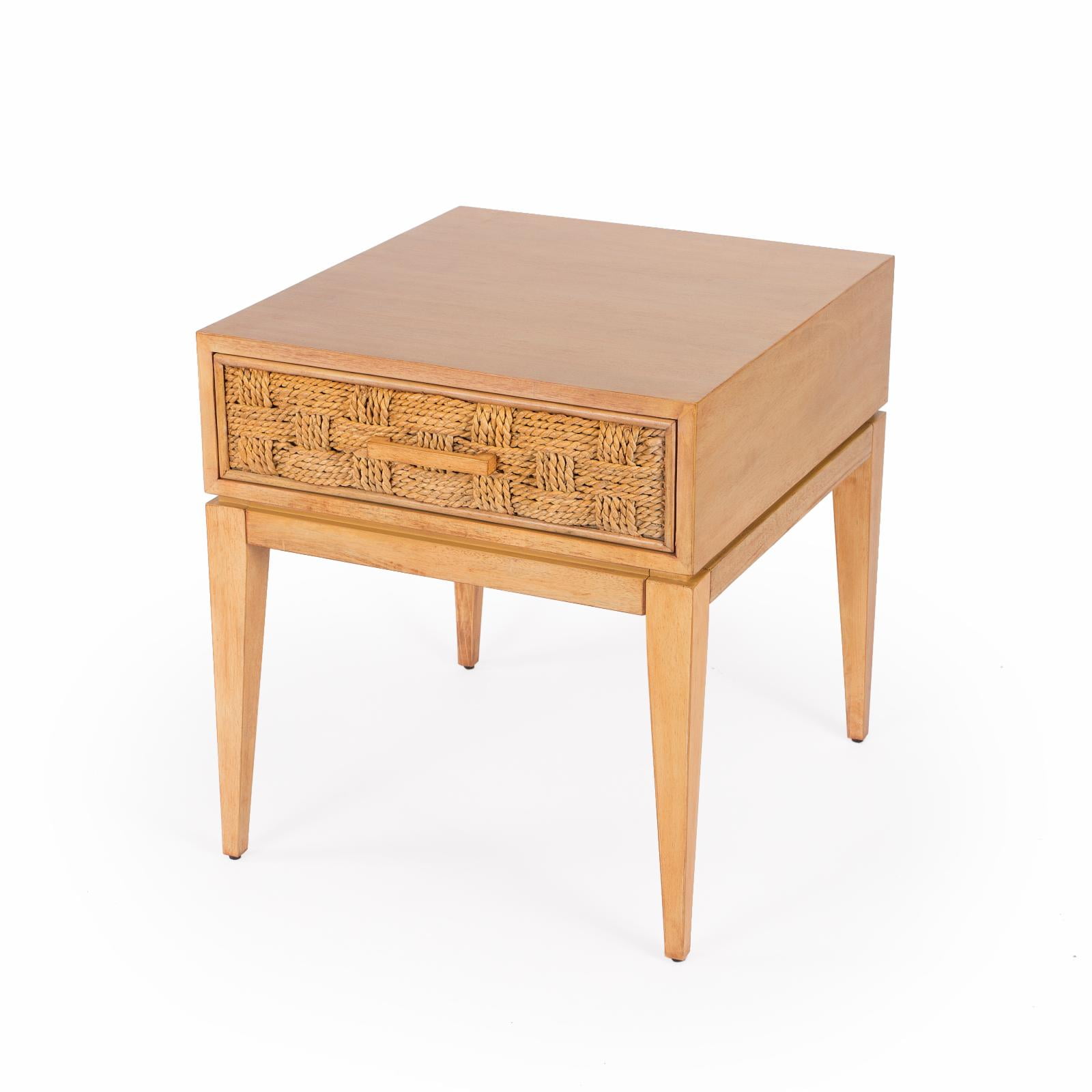 Save $284 • Modern Tropical Villa Criss-Cross Basketweave Wooden End Table