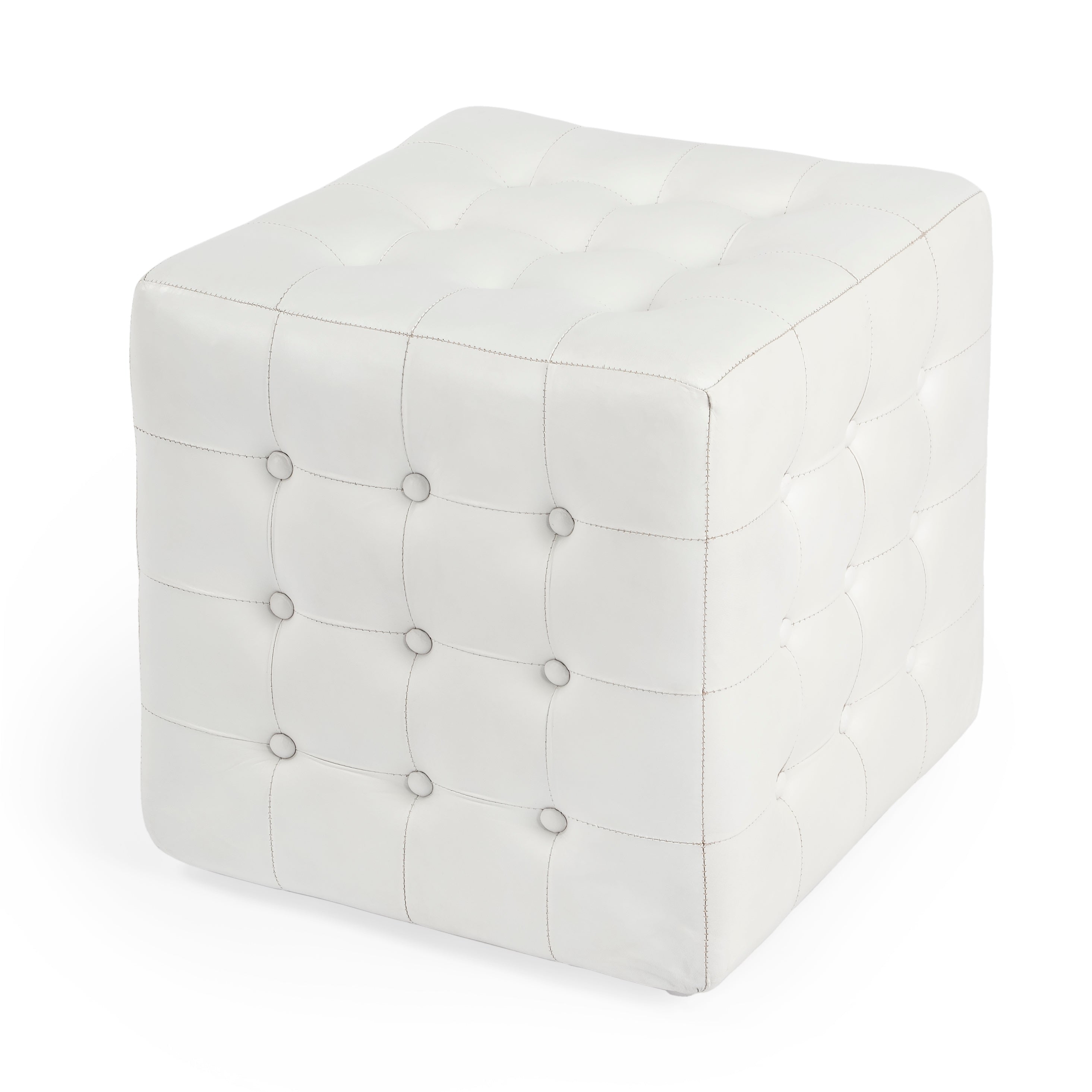 Butler Leon White Leather Ottoman - Walmart.com